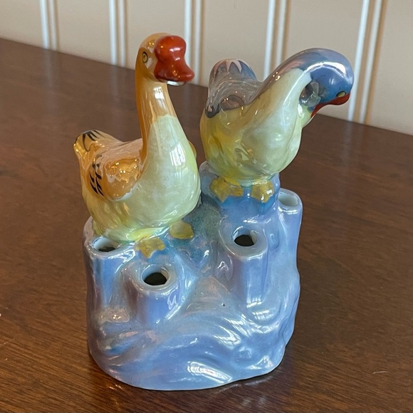 Vintage | Accents | Vintage Porcelain Flower Frog With Geese | Poshmark